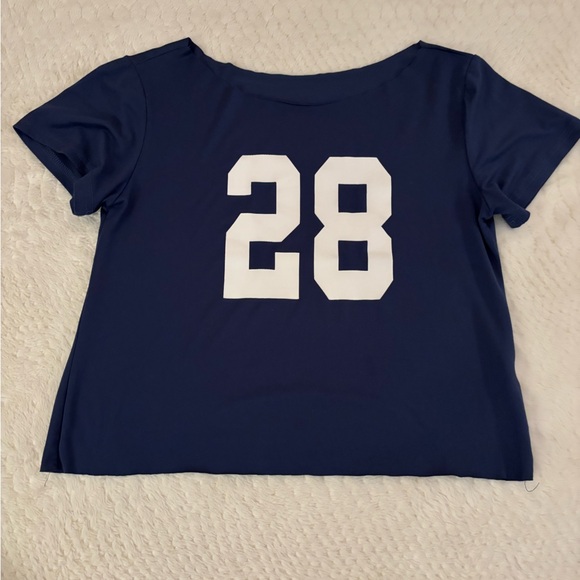 SHEIN | Tops | Shein Navy Blue Crop Top With White Number | Poshmark